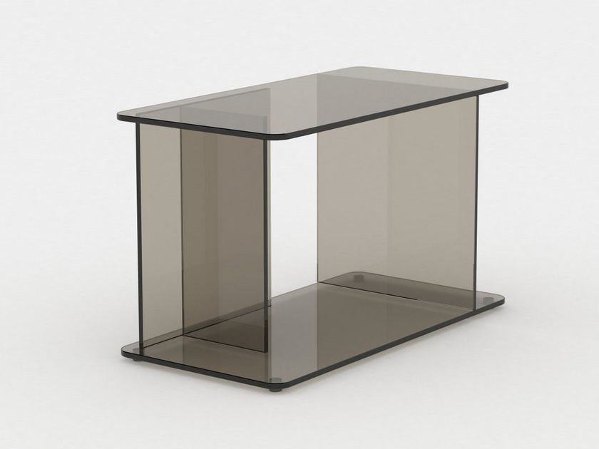 LUCENT | High side table Rectangular tempered glass coffee table By ...