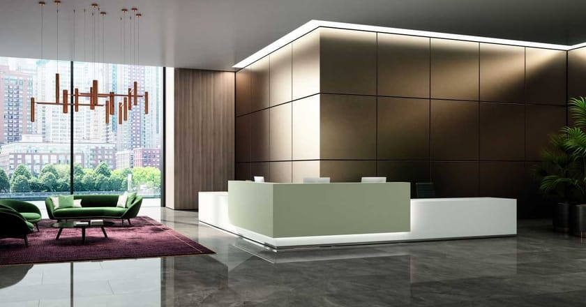 Modular Office reception desk with Built-In Lights LUX 2 Reception Lux ...