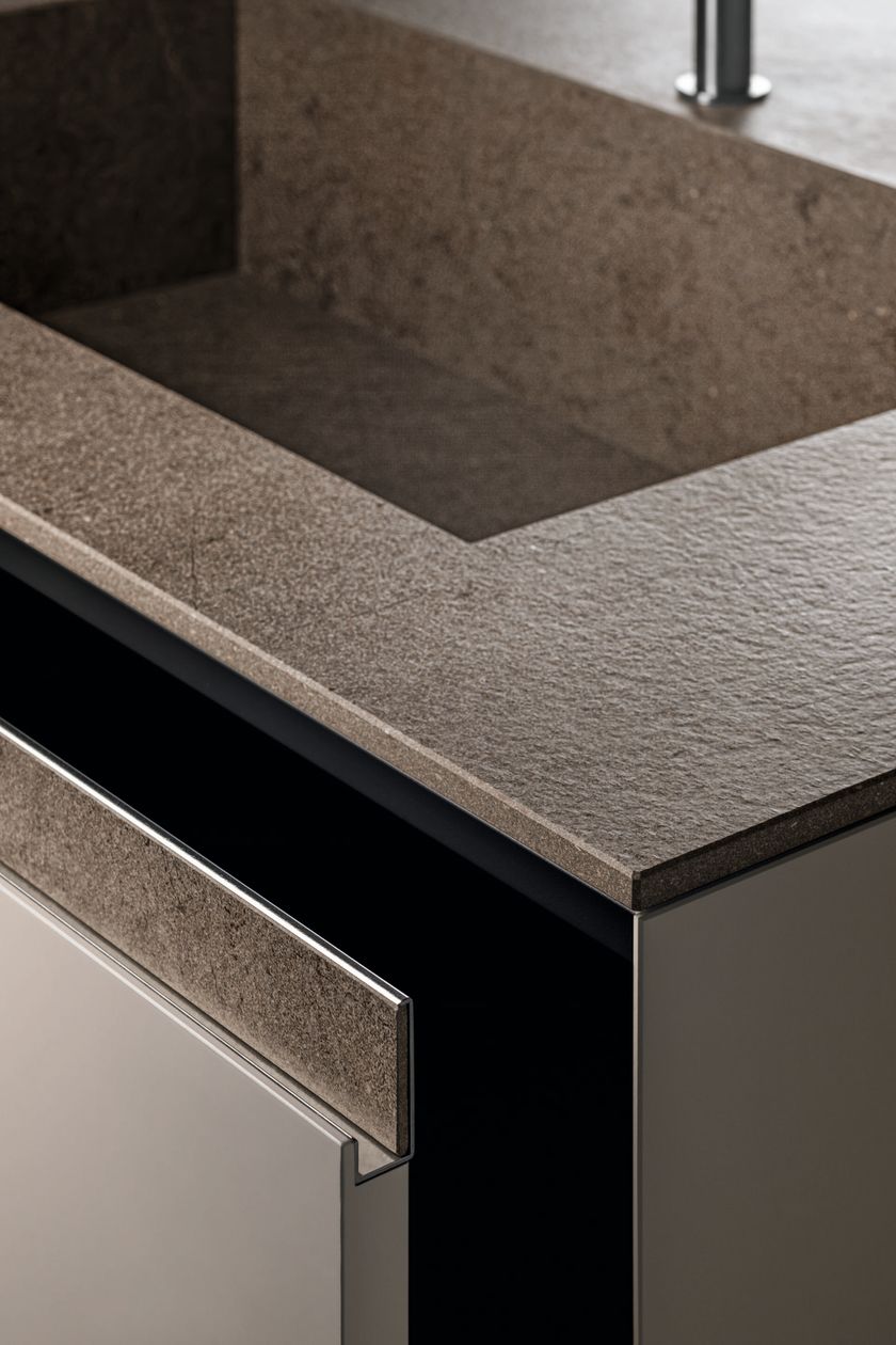 N.O.W KITCHEN 2828 Wood and glass kitchen without handles with island ...