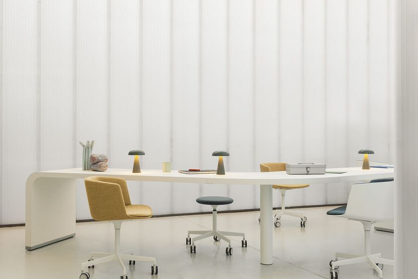 CUT Swivel height-adjustable fabric chair with castors By Lapalma
