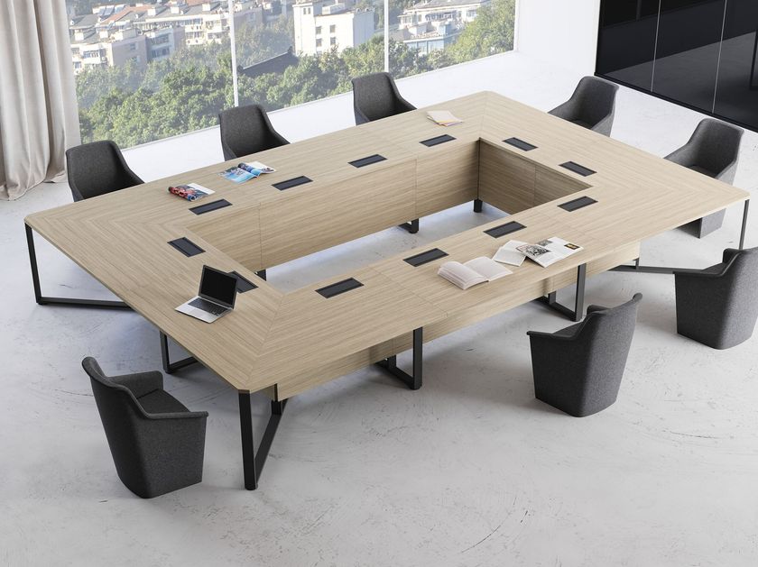 I-MEET Modular wooden meeting table By Las Mobili