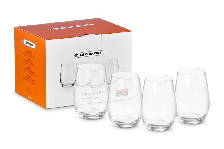SET OF 4 WATER GLASSES Glass glasses set By Le Creuset