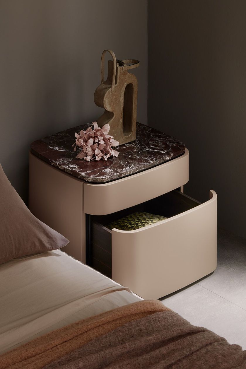 LULLABY Rounded wooden bedside table with drawers By Lema | design ...