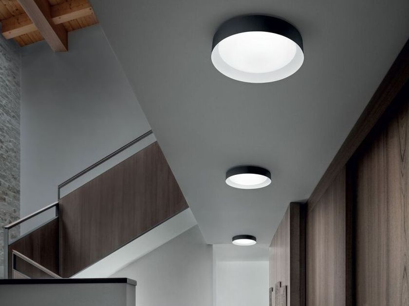 CREW_2 MAXI LED glass and iron ceiling light By Linea Light Group