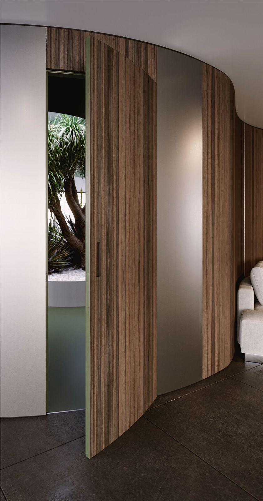 Curved Hinged Door Flush-fitting curved door By Linvisibile