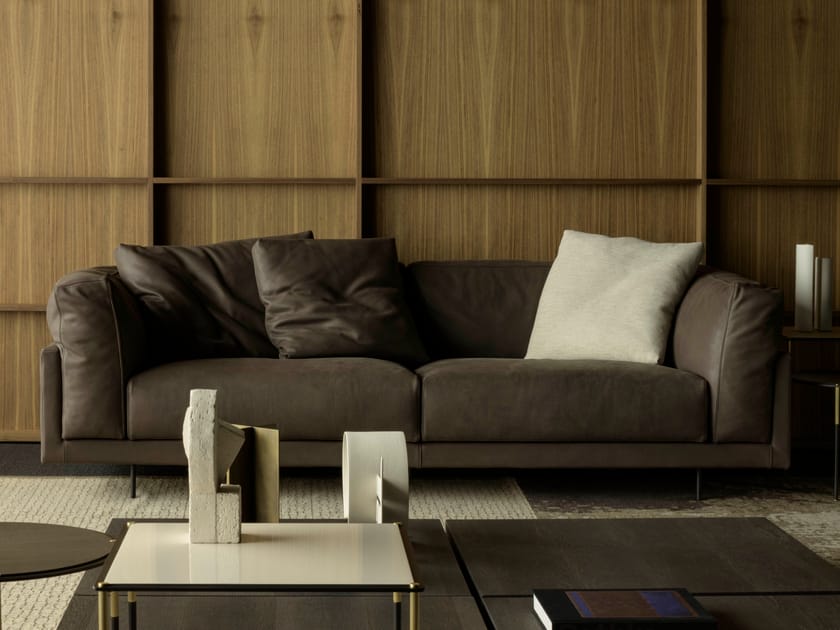 ECHOO 2 seater modular leather sofa By Living Divani | design Piero Lissoni