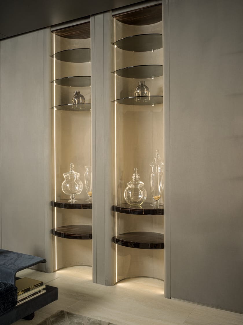 FOREVER SYSTEM BEDROOM Boiserie in pelle By Longhi