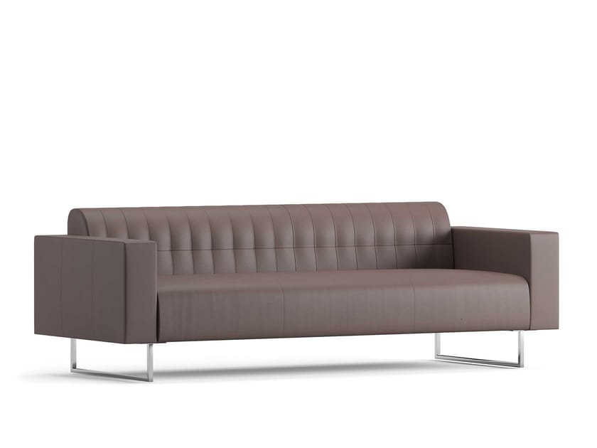M-LINE | Sofa 3 seater sled base leather sofa By Ersa