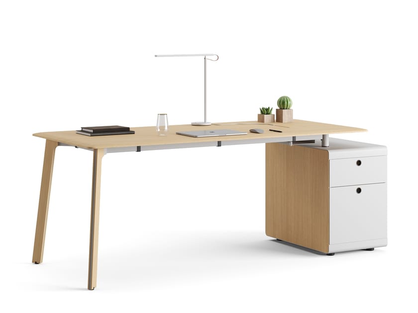 MAGRO Rectangular wooden executive desk with drawers By Ersa