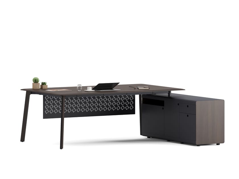 MAGRO Rectangular wooden executive desk with drawers By Ersa