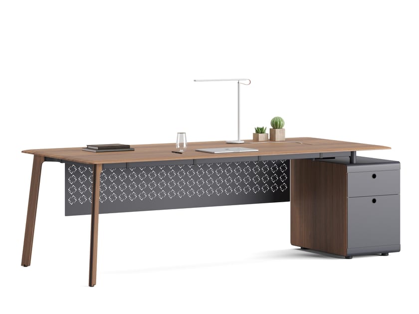 MAGRO Rectangular wooden executive desk with drawers By Ersa