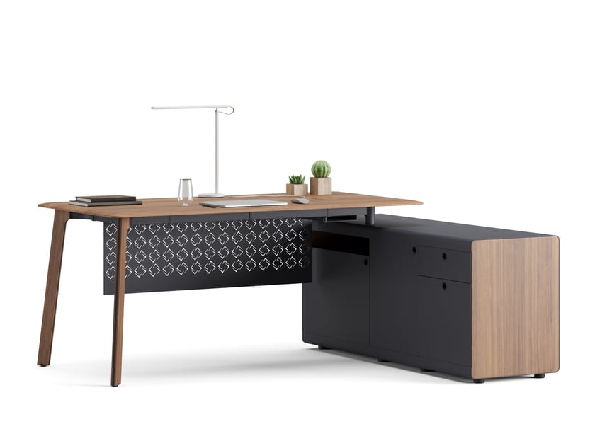 MAGRO Rectangular wooden executive desk with drawers By Ersa