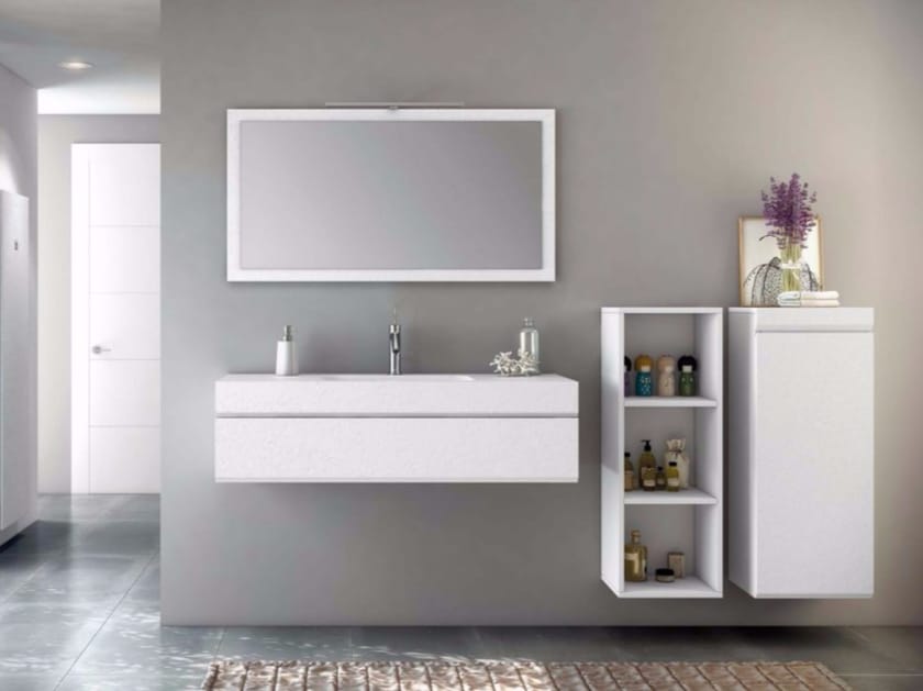Wall-mounted MDF vanity unit with drawers with mirror MAKING STUCCO P/6 ...