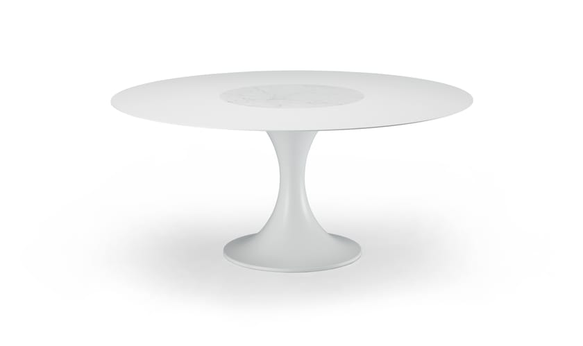 Lacquered round table with Lazy Susan MANZÙ TABLE 08C By Alias design ...
