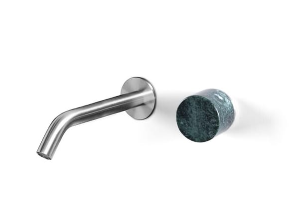 MARBLE Wall-mounted stainless steel and marble washbasin mixer By Linki ...