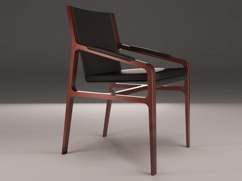 Leather easy chair with armrests ESTER By ALIVAR design Giuseppe Bavuso