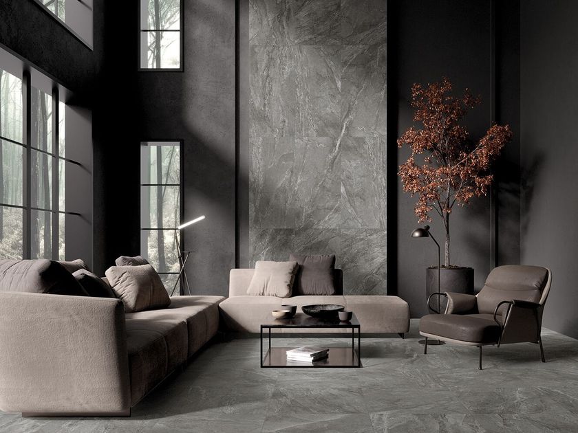 MOONSTONE DARK Porcelain stoneware wall/floor tiles with stone effect ...