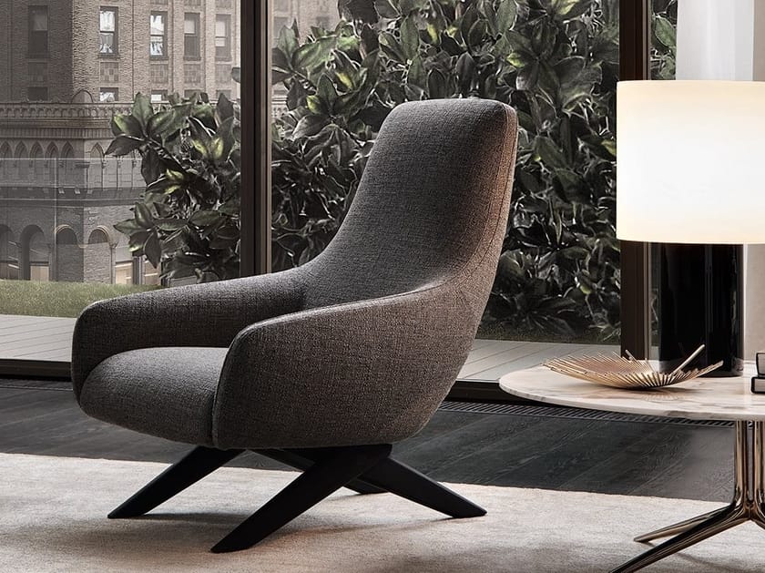 Poltrona imbottita in tessuto con braccioli MARLON | Poltrona in ...