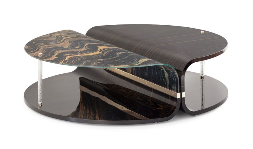 MARS Wood and glass coffee table By Sicis | design Massimiliano Raggi
