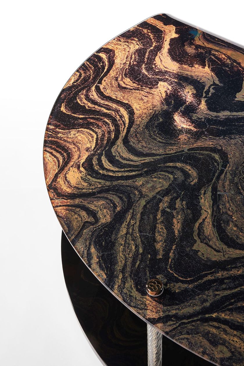 MARS Wood and glass coffee table By Sicis | design Massimiliano Raggi