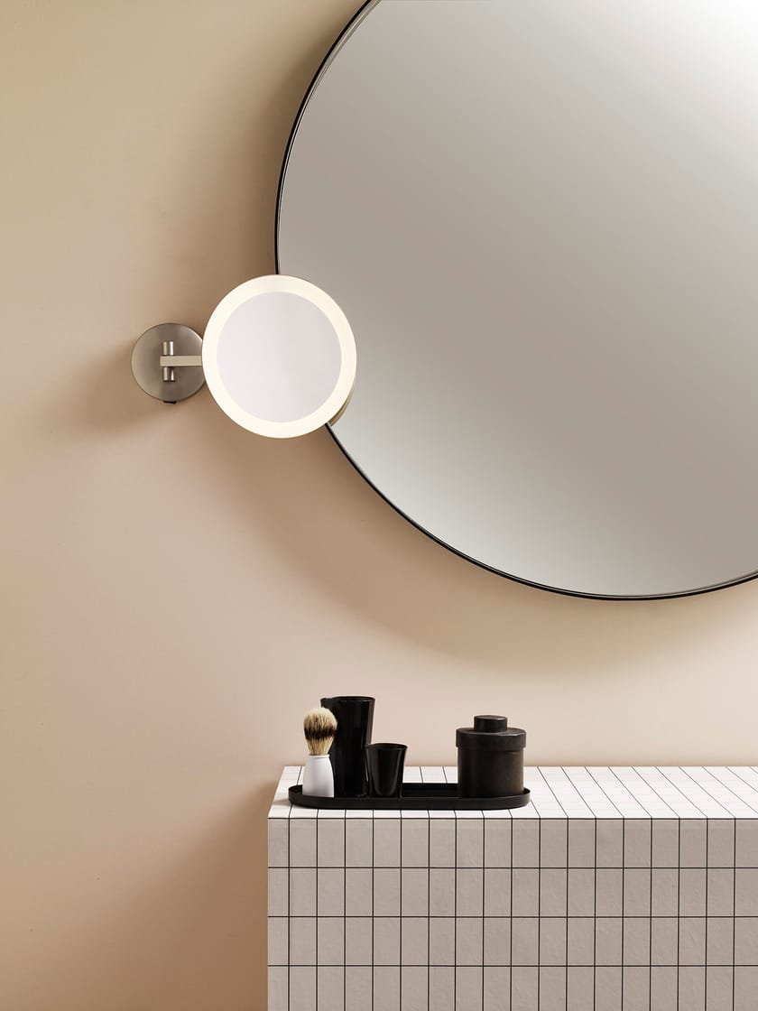 MASCALI ROUND Wall-mounted shaving mirror with integrated lighting By ...