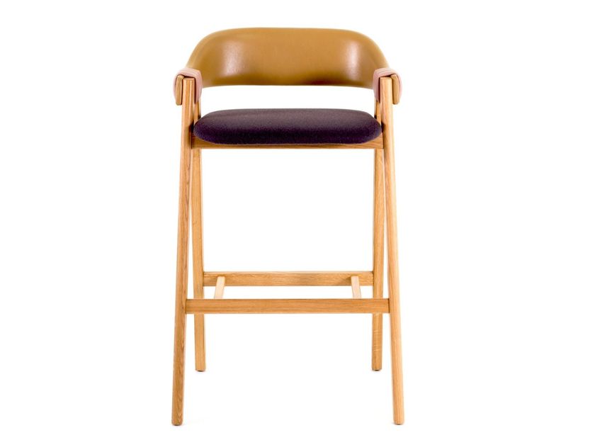 MATHILDA Wooden stool with back By Moroso | design Patricia Urquiola