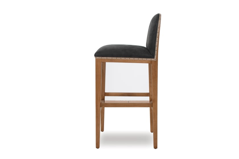 MAURO ESSENCE | Fabric stool High fabric stool with back with footrest ...