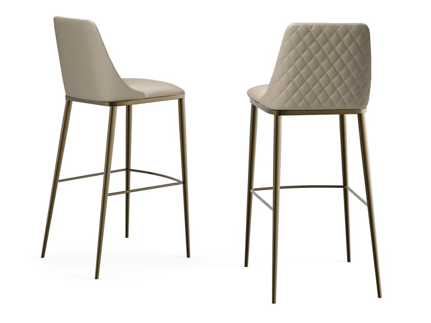 MAX DIAMOND High leather stool with back By EFORMA | design Antoy Filips