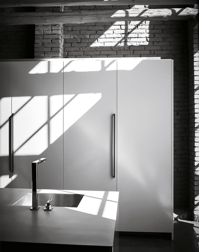 Stainless steel and Fenix fitted kitchen with island MAXIMA 2.2 ...