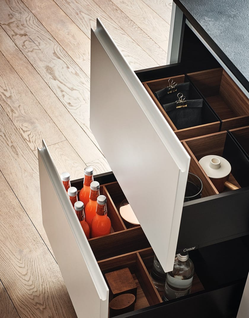 Lacquered melamine fitted kitchen with peninsula MAXIMA 2.2 ...