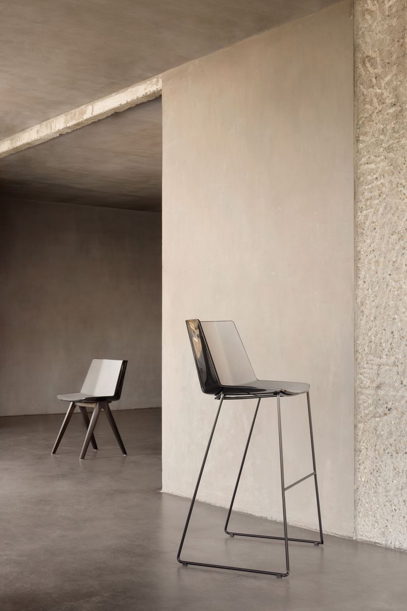 AÏKU STOOL Sled base high fabric stool with back By MDF Italia | design ...