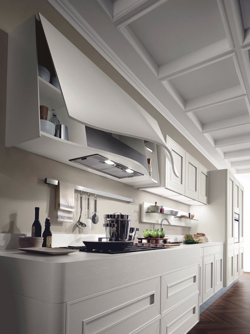 Lacquered linear wood veneer kitchen without handles MELOGRANO M.TRE By ...