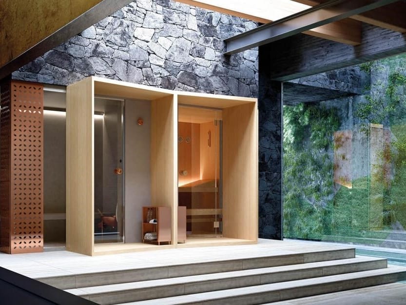 Finnish sauna with shower MEMO By Glass1989 design Luca Nichetto