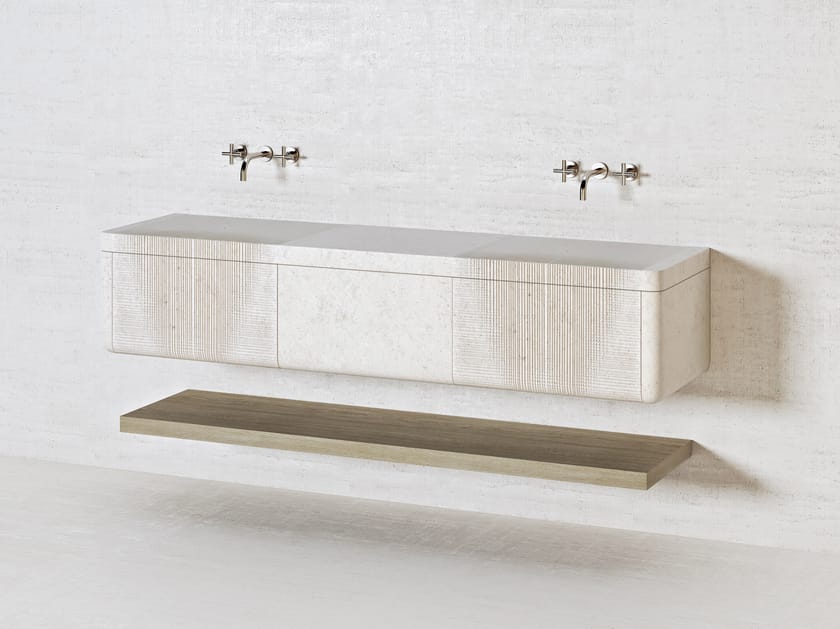 Sectional wall-mounted natural stone vanity unit MERIDIAN WVS Meridian ...