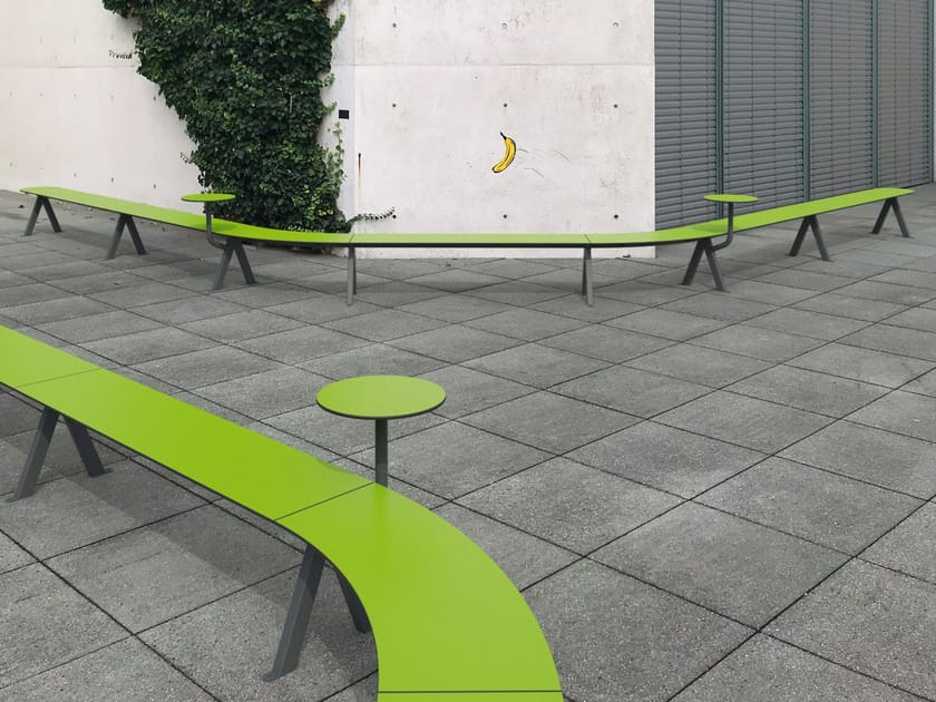 MERLIN Modular backless steel bench By miramondo