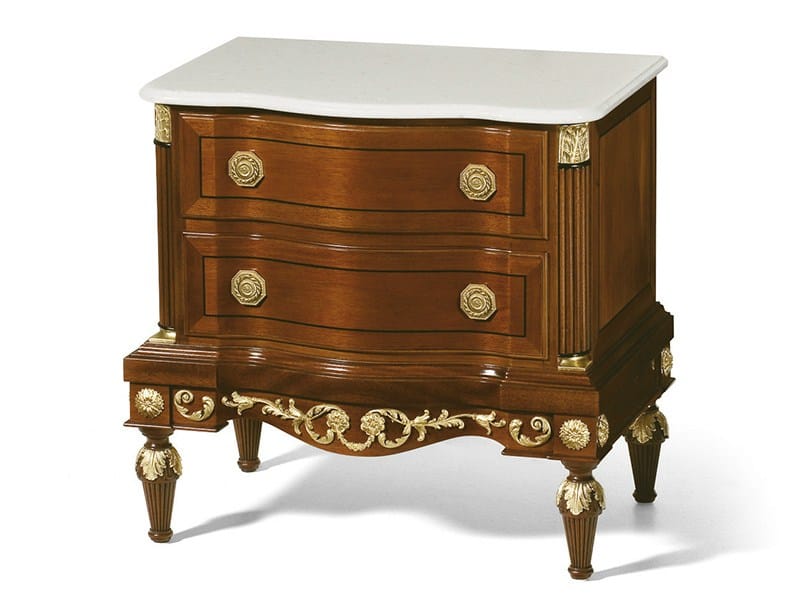 Neoclassical style mahogany bedside table with drawers MG 6306/1 By OAK