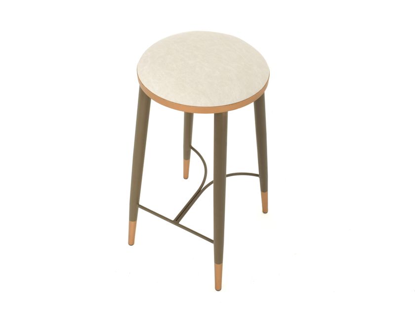 MIA High leather stool with integrated cushion and footrest By Able