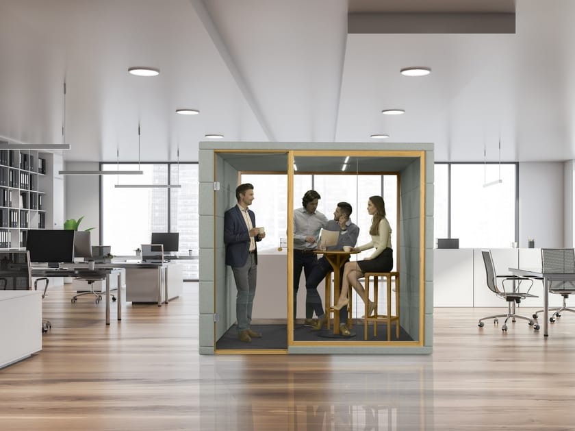 MICROOFFICE QUADRIO II Acoustic fabric meeting pod with built-in lights By SilentLab | design ...