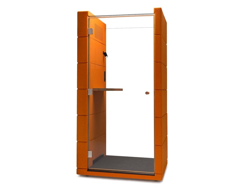 Acoustic fabric office booth with built-in lights MICROOFFICE UNIQ By ...