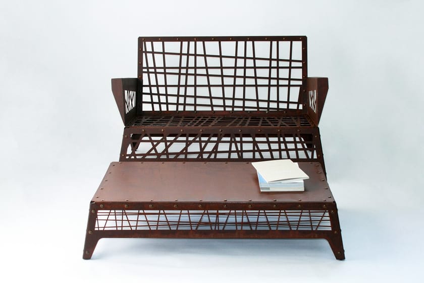 MIKADO Rectangular Corten™ garden side table By TrackDesign