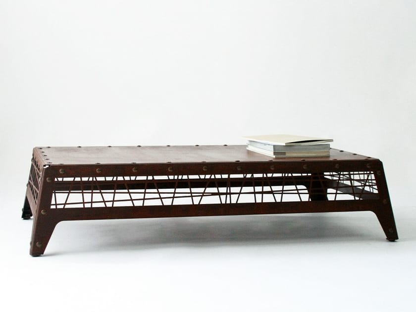 MIKADO Rectangular Corten™ garden side table By TrackDesign