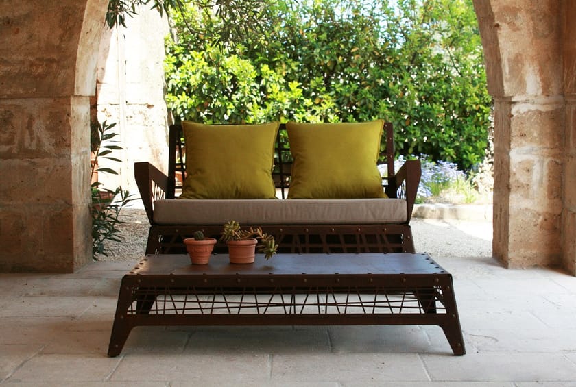 MIKADO Rectangular Corten™ garden side table By TrackDesign