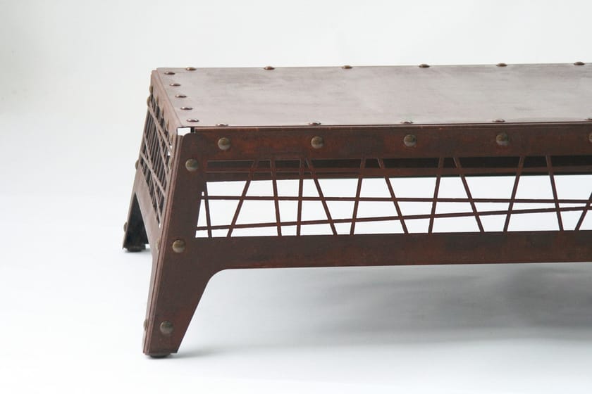 MIKADO Rectangular Corten™ garden side table By TrackDesign