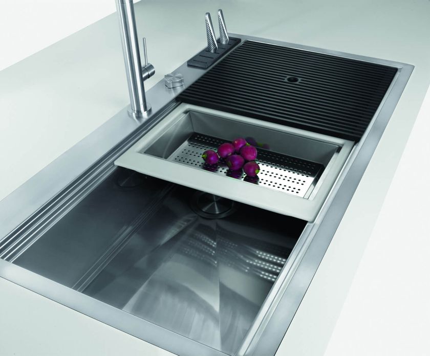 Single flush-mounted stainless steel sink MILANO 790X400 FT C/BAN.RUB ...