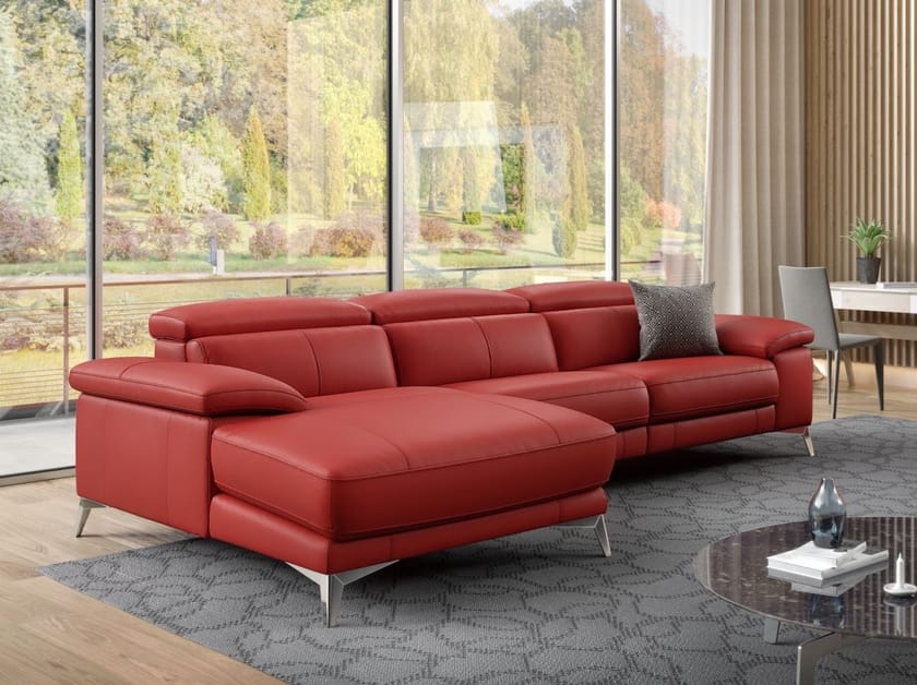 MILANO Sofá de cuero con chaise-longue By Sofanella