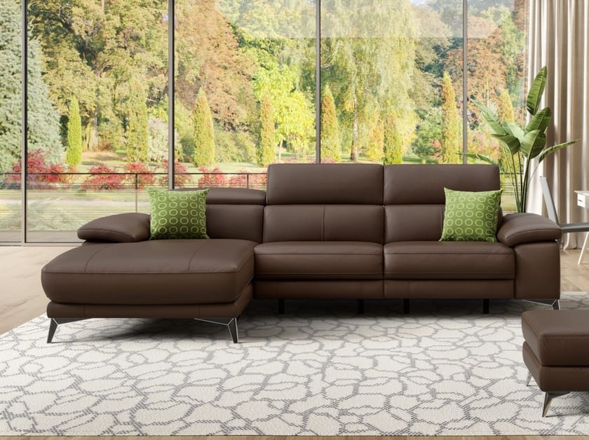MILANO Sofá de cuero con chaise-longue By Sofanella