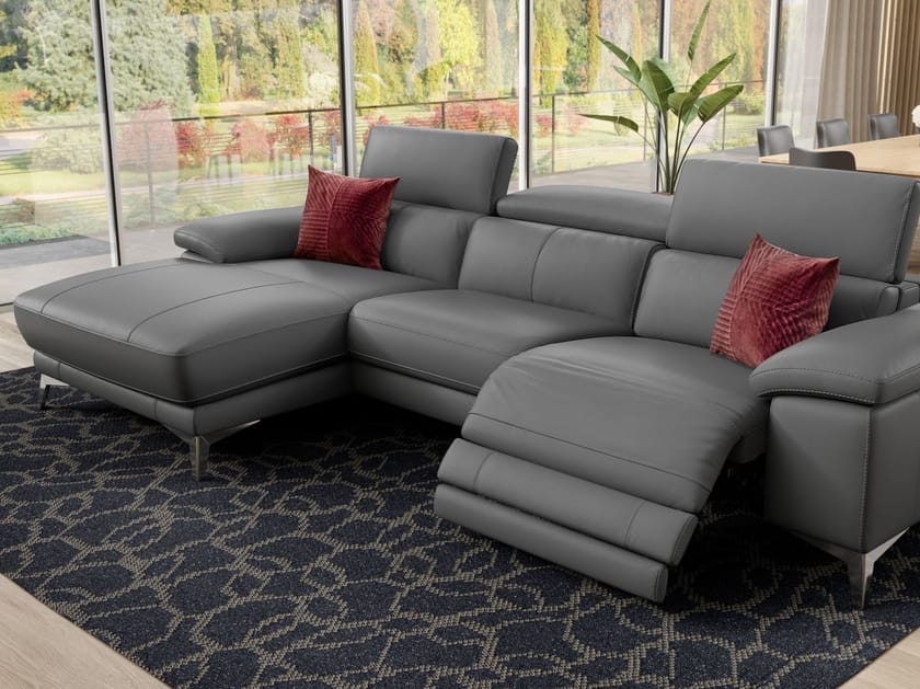 MILANO Sofá de cuero con chaise-longue By Sofanella