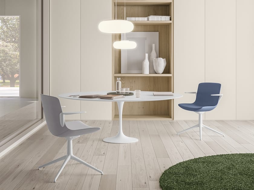 MILOS LIFE | Chair with 4-spoke base Swivel fabric chair with armrests ...