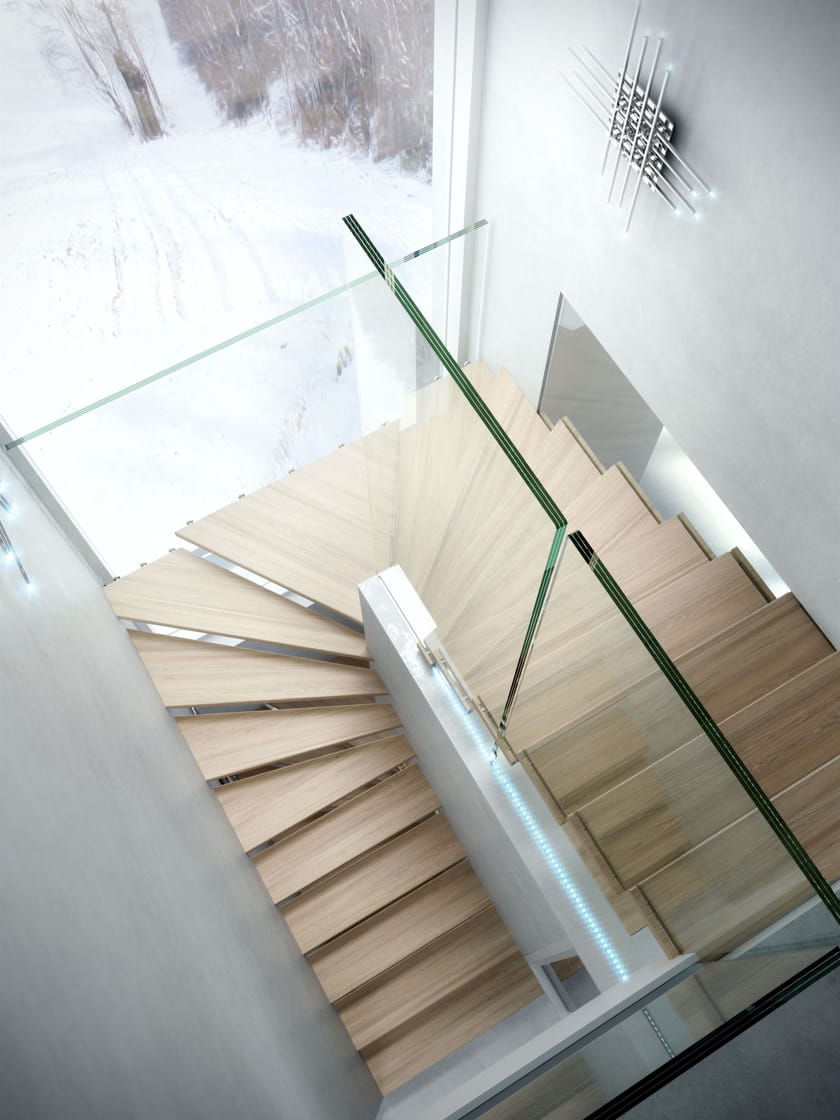 Wood and glass Open staircase MISTRAL MAGIC Mistral Line By Siller Treppen