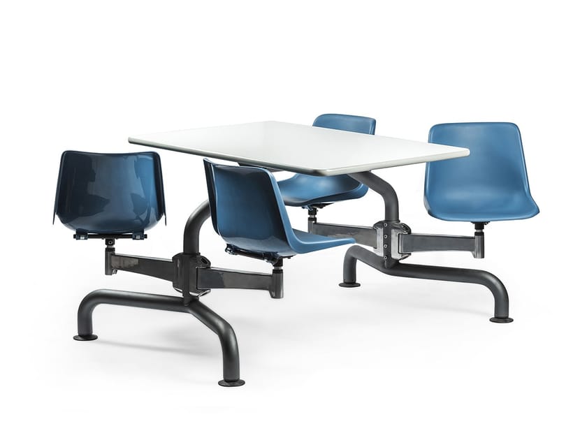 Steel and wood monoblock canteen table with integrated seats MIXO 102 ...